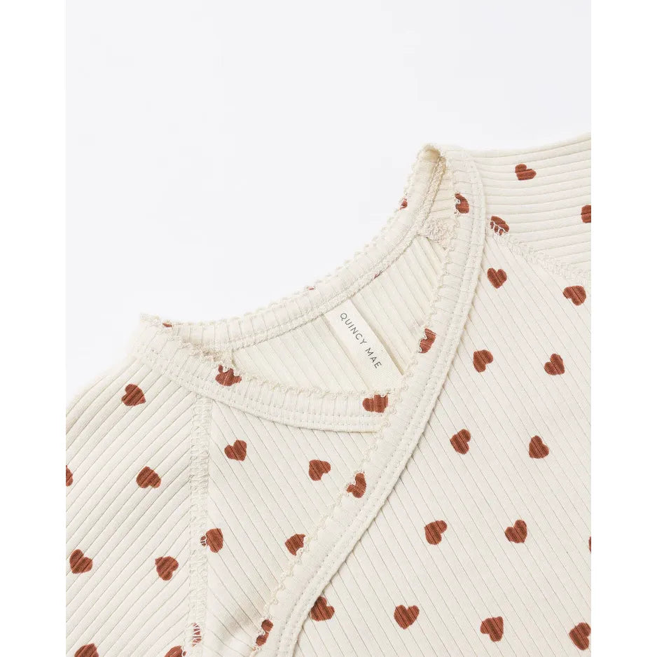 Side Snap Bodysuit Red Hearts - Buckets and Spades