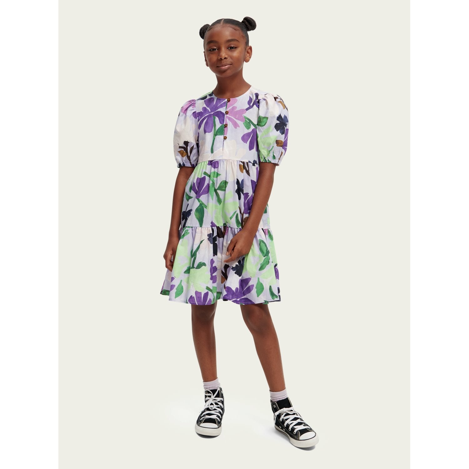 All-Over Printed Short-Sleeved Dress - Buckets and Spades